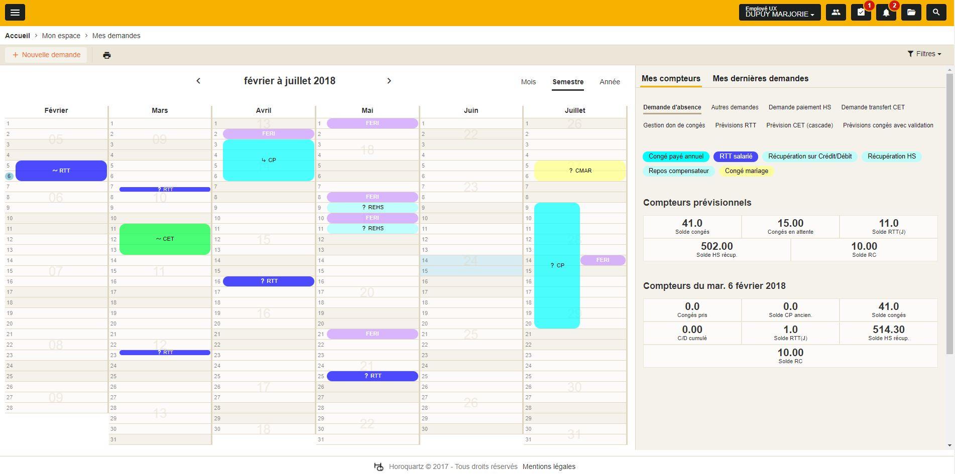 Logiciel Horoquartz eTemptation : Gestion des temps et planification